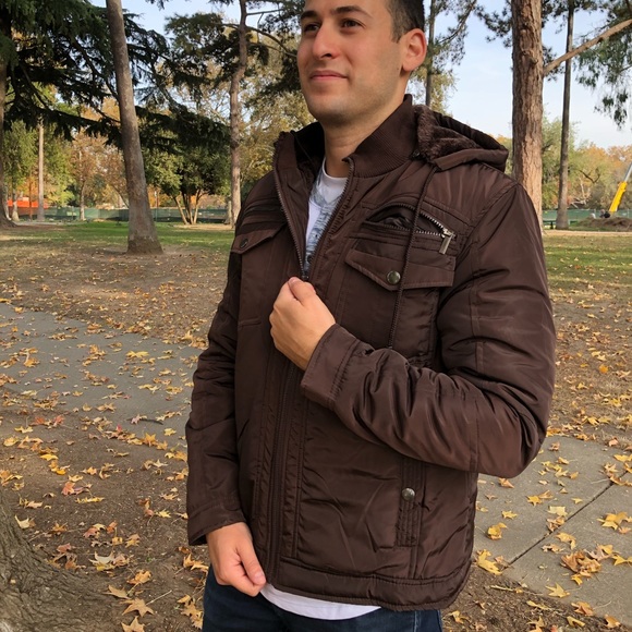 Jackets & Coats | Mens Brown Bomber Puffer Jacket Nwt | Poshmark